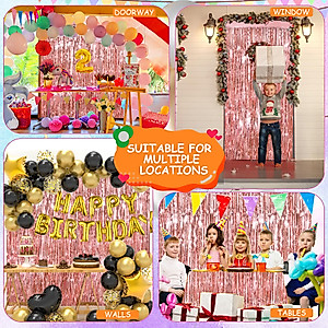 Rose Gold 3 Pack Metallic Tinsel Foil Fringe Curtains, 3.3x8.3 Feet Rose Gold Streamers Backdrop for Party, Door Streamers Party Decorations, Party Streamers for Birthday Christmas Party Decorations