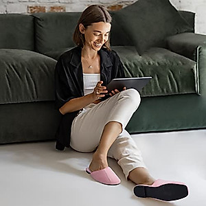 LVS House Slipper Mules for Women. Stylish Pink and Comfortable. Memory Foam, Indoor Outdoor Anti-Slip Rubber Soles. Includes Travel Dust Bag.