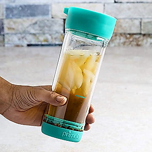 Primula Press and Go Iced Tea Iced Tea Brewer and Tumbler For Loose Leaf or Bagged Teas, Double Wall Travel Tea Mug with Stainless Steel Infuser, Leakproof, Dishwasher Safe, Teal