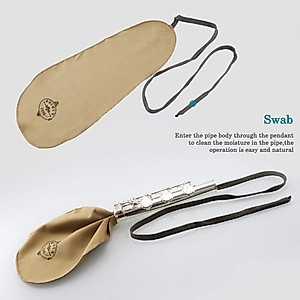 Flute Cleaning and Maintenance Cleaner Care Kit with Key Oil, Cork Grease, Swab, Cleaning Cloth, Cleaning Brush, and Cleaning Rod in Khaki