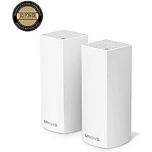 Linksys Velop Mesh Home WiFi System, 4,000 Sq. ft Coverage, 40+ Devices, Speeds up to (AC2200) 2.2Gbps - WHW0302