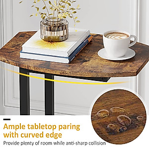 Hosfais Small Side Table End Table, C Shaped Barrel Coffee Table with Metal Frame, Wooden TV Tray for Living Room, Bedroom, Couch, Small Spaces (Rustic Brown)