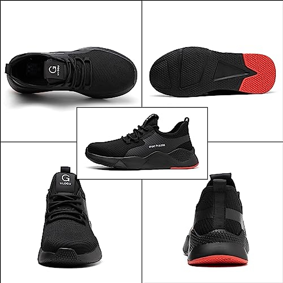 ulogu Waterproof Steel Toe Shoes for Men Lightweight Non-Slip Sneakers Comfortable Puncture Proof Shoes Indestructible Work Shoes Zapatos Punta de Acero para Hombres Black