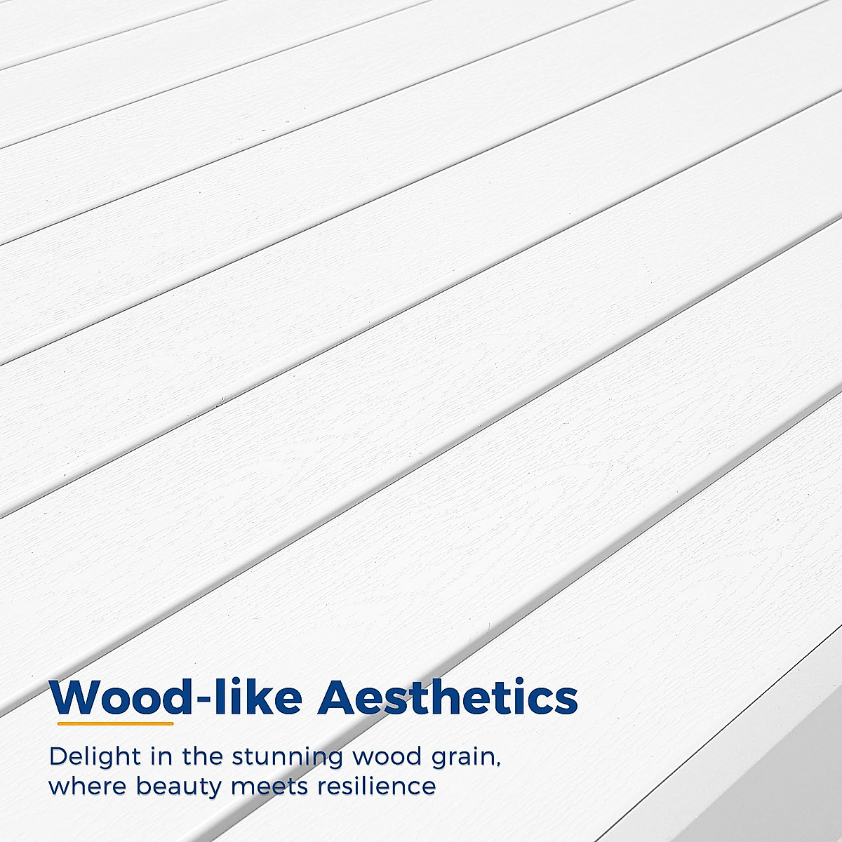 Wisteria Lane Aluminum Outdoor Furniture Patio Coffee Table, All-Weather Outdoor Metal Coffee Table, Modern Rectangle Coffee Table for Balcony, Garden, White