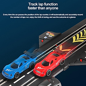 searcnos 11.8M Electric Slot Car Race Track Set Track Racing High-Speed Electric Powered Super Loop Speedway Slot Car for Boys Over 8 Years Old, 4_car