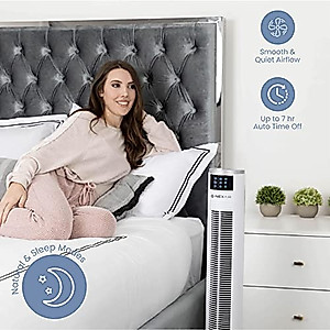NEXAIR 36” Oscillating Tower Fan, 3 Speed Portable Fan Tower With Remote Control, Quiet Operating Floor Fan for Bedroom with 7.5 Hr Auto Off Timer, Modern Design Room Cooling Fan For Home & Office