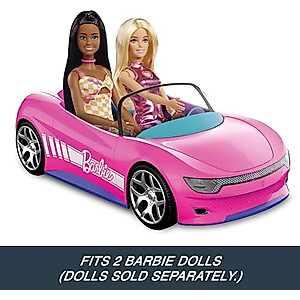 Barbie Hot Wheels RC Toy Car, Remote-Control Pink Convertible, Can Hold 2 Fashion Dolls & Trunk Opens for Storage, Sticker Sheet for Customizing