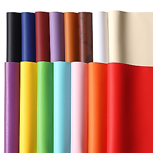 Picheng Solid PU Synthetic Faux Leather Sheets 15pcs/Set 8.2" x 11.8"Soft Leather Fabric Sheets Suitable for Making Bows, Leather Earrings, Hair Accessories DIY Projects (15 Colors)