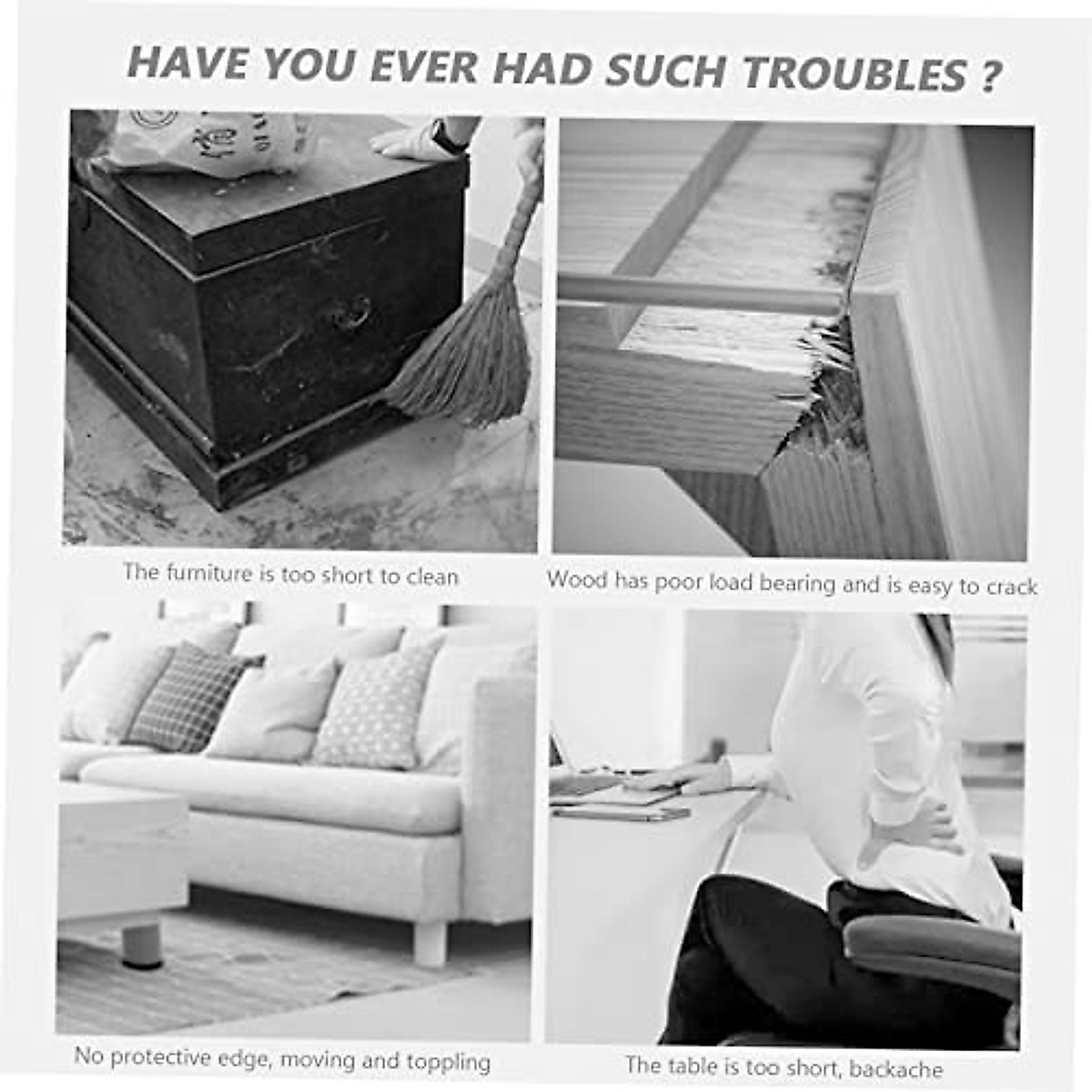 HOMSFOU 2pcs Heightened Table Mat Couch Risers Dorm Bed Risers Bed Frame Risers Desk Protector Coffee Table Lift Heavy Duty Table Legs Height Lift for Chair Furniture Heightened Supplies