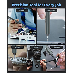 DuroFort 3.7V Precision Electric Screwdriver Set, 0.25N/220RPM Cordless Screwdriver with 34Pcs Bits, 350mAh Mini Electric Screwdriver with LED Light, Magnetize, Opening Pick, Tweezer, Magnetic Mat