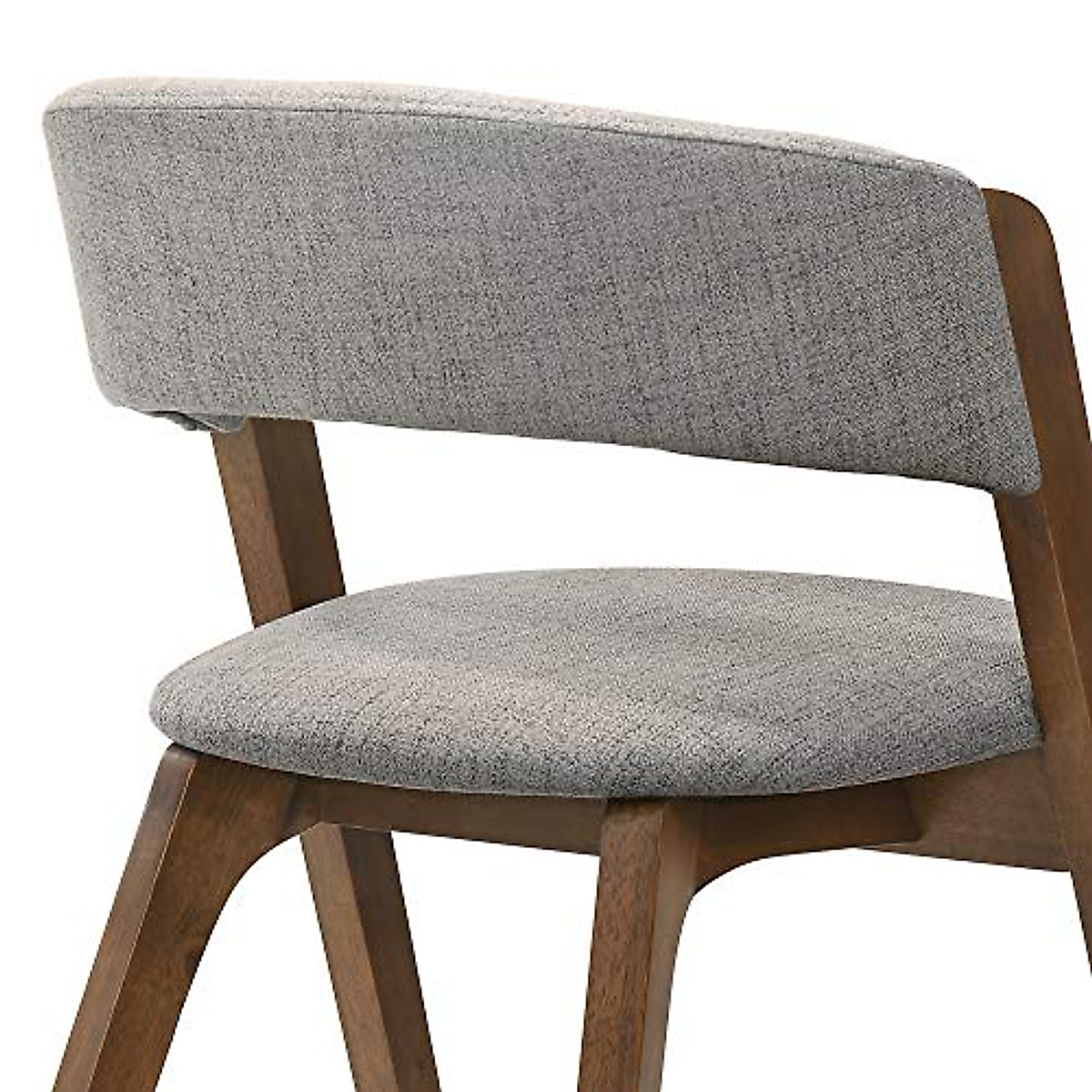 Armen Living Rowan Mid-Century Modern Accent Dining Chair Finish Fabric-Set of 2, 21" Wide, Walnut/Grey