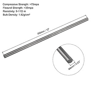 PATIKIL Graphite Rod Graphite Stirring Rod Cylinder Stick Carbon Rod 300x6mm Black for Electrode, Melting Casting, Crucibles