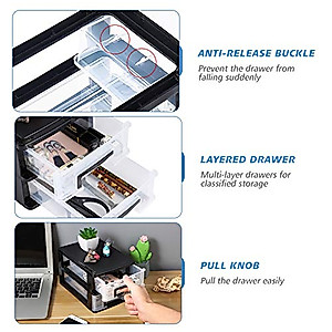 BESPORTBLE 2 Drawer Plastic Storage: Plastic Storage Drawers Plastic Storage Bins with Drawers, Multifunction Clear Storage Cabinet Organizer Desktop Storage