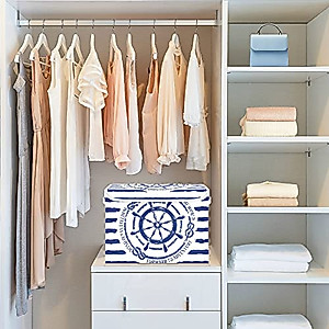 Kigai Boat Helm Storage Baskets for Shelves Foldable Closet Basket Storage Bins with Lid for Clothes Home Office Toys Organizers