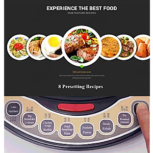 Liven Electric Baking Pan LR-A434 Multi-functional Smokeless Indoor Skillet Griddle, US DuPont Non-Stick Coating, Detachable Upper and Lower Grill Pan, Easy to Clean, Khaki, Programmable