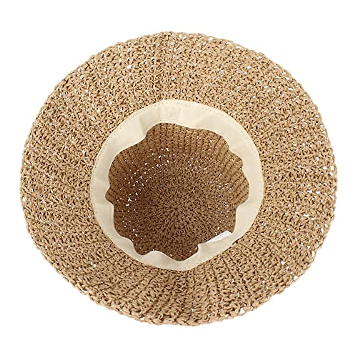 Minache Solid Color Crochet Straw Hat Foldable Wide Brim Outdoor Sun Visor Hat Bucket Hat for Women Girl, 07445 Khaki