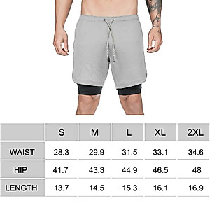 Suwangi Men's 2 in 1 Workout Running Shorts 7" Lightweight Quick-Dry Short Gym Athletic Training Yoga Short with Phone Pocket