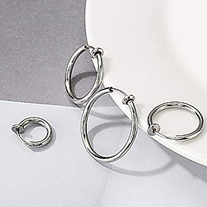 Clip on Body Nose Lip Ear Fake Retractable Earrings Hoop Earrings Septum 2 Pairs KANGMOON