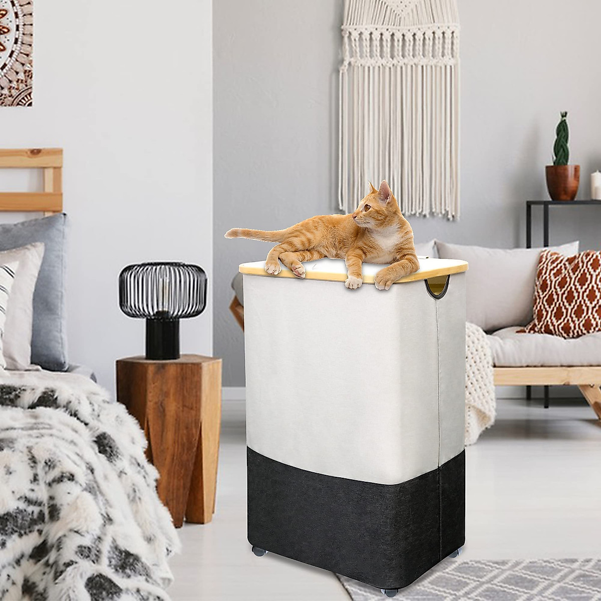 Laundry Hamper with Wheels, 105 Liters Large Launry Baskets for Laundry with Lid, Collapsible Cloth Hamper for Bedroom, Bathroom, College Dorm, Laundry Room