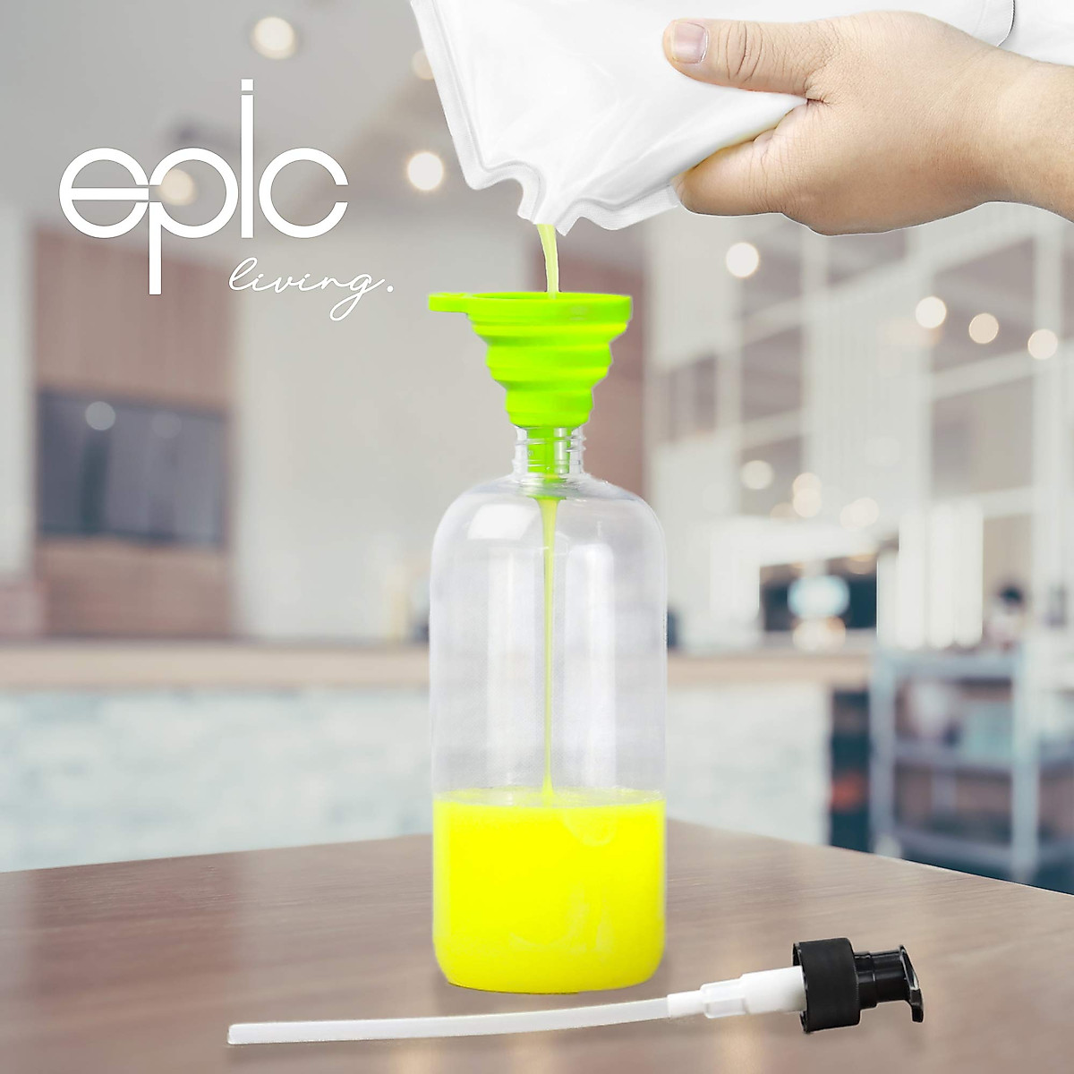 2 Pack Empty Pump Bottles - Plastic Pump Dispenser Bottle With Black Pump, Gift Box, And Collapsible Funnel For Hair Shampoo, Conditioner, Hand Soap, Laundry Detergent, And Hand Lotion