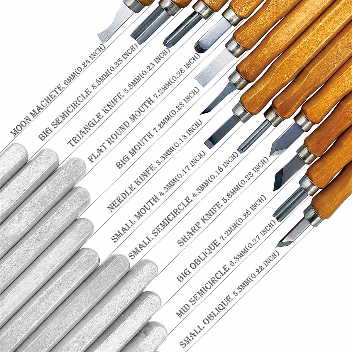 ByoBLu 12pcs/Set Wood Handle Wood Carving Chisel Scalpel Tools Set Cutter Wood Carving Knife Set Hand Tool Kit