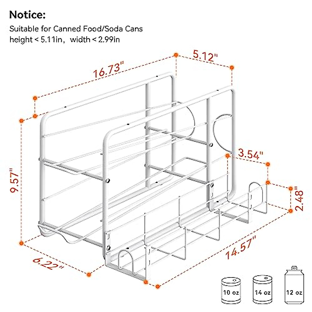 2 Pack - MOOACE Can Dispenser with Side Rack, Stackable Can Storage Organizer Holder for Canned food Kitchen Cabinet Pantry Countertop, White