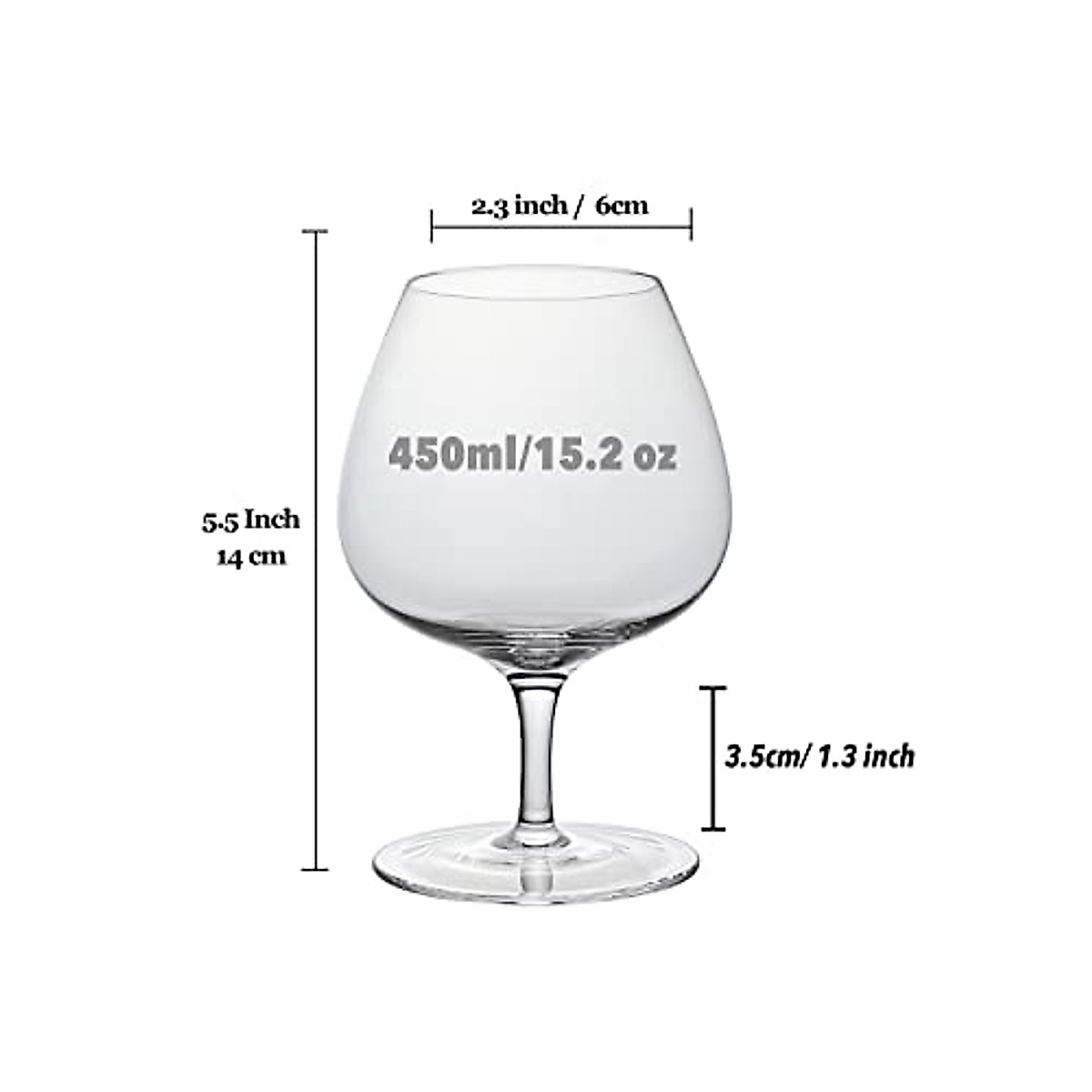 ROLATO Cognac Brandy Crystal Small Glasses Snifter, Set of 4 - Handcrafted - Good for Bourbon Whiskey - 15-ounce