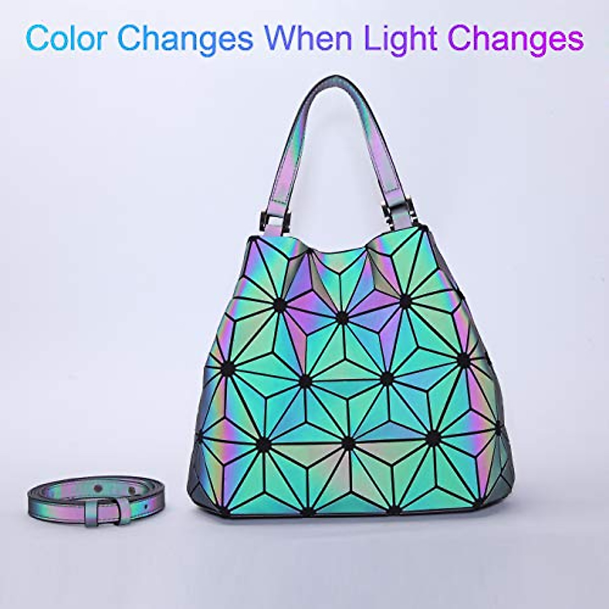 Geometric Luminous Purses and Handbags Holographic Purse Lumikay Bag Reflective Leather Irredescent Tote NO.4