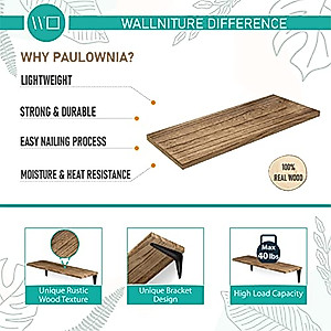 Wallniture Arras Floating Shelves for Wall Storage, Wood Wall Shelves for Kitchen Organization and Storage, Wall Shelf Set of 4, 17"x6" Burned Finish