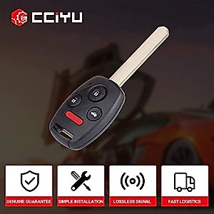 cciyu X 2 Flip Key Fob with Key Blade 4 buttons Replacement for 04 05 06 07 08 09 10 11 12 for H onda Accord CR-V Series with FCC OUCG8D-380H-A