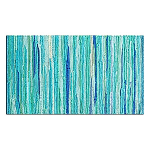 KEMA Cotton Chindi Rag Rug, Boho Farmhouse Rustic Area Accent Throw Rug, Handwoven Reversible Natural Yarn,Living Room Den Study Home Décor Gift, 20x32 Inch