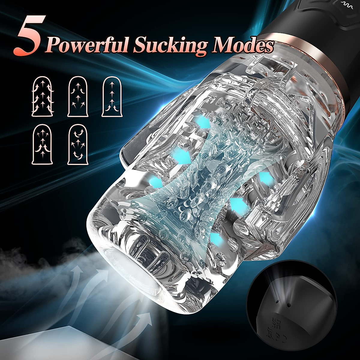 Male Masturbator Adult Toys, Mens Sex Toys Automatic Sucking Masturbators Penis Pump with 5 Suction & 10 Vibration, Male Stroker with Powerful Side Motor Men Masturbation Sex Toys for Men Black