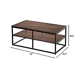 Coral Flower Modern Simple Study 47'' Industrial Office Desk for Home Office and Dining Room, Rustic Brown with black frame