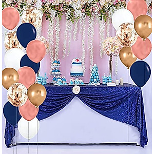 Navy Blue Rose Gold White Confetti Balloons 25pcs for Birthday Party Decorations for Women/Wedding/Baby Shower Navy and Pink Balloons Gender Reveal Party Decorations