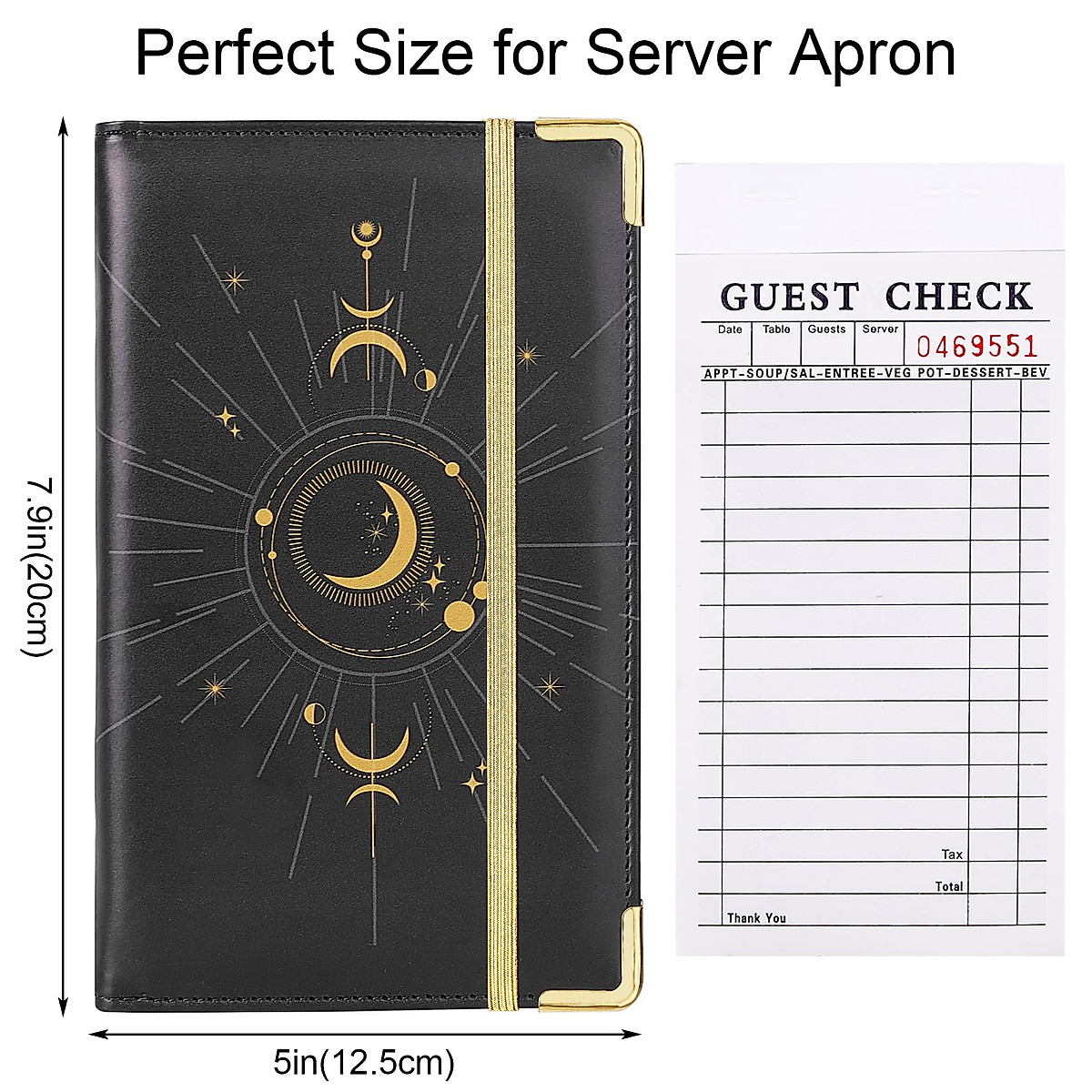 Server Book for Waitress Book Organizer Leather Waiter Book with Zipper Pocket for Restaurant Waitress Accessories Fit Server Apron