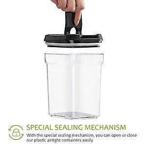 Airtight Food Storage Containers, Vtopmart 7 Pieces BPA Free Upgraded Plastic Canisters with Improved Durable Lids - for Kitchen Pantry Organization and Storage - Include 24 Labels,Matt black