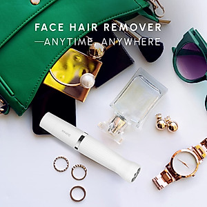 Facial Hair Removal for Women, Bikini Trimmer for Women Pubic Hair, Painless 2 in 1 Hair Remover Rechargeable Body & Face Hair Shaver for Legs, Arms, Armpit, Peach Fuzz on Upper Lip and Chin (White)