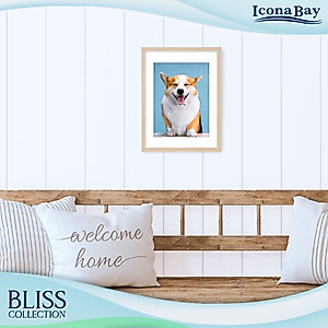 Icona Bay 12x16 Light Oak Picture Frame Fits 11x15 Photos with Mat to 9x12 Image, Modern Style Wood Composite Poster Frame, Wall Mount Only, Bliss Collection