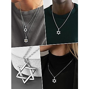 FaithHeart Sterling Silver Star of David Pendant Necklace Women Silver Religious Jewish Jewelry Charms Hexagram Pendant Necklace