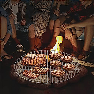 VEVOR Fire Pit Grates, Foldable Round Cooking Grate, Stainless Steel Tight Grid Campfire BBQ Grill with Portable Handle for Outdoor Picnic Party & Gathering, Silver (36 inch-No Handle)