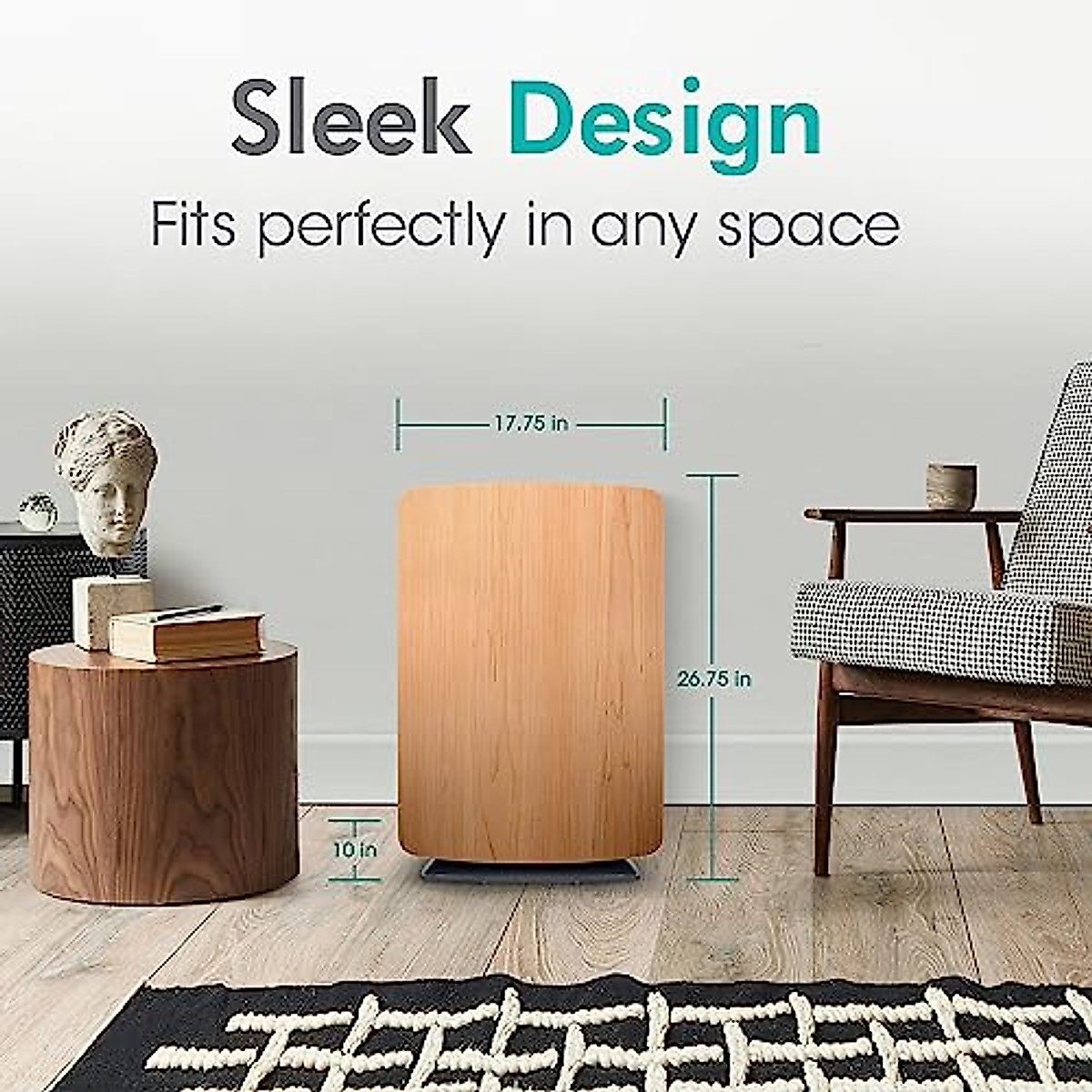 Alen BreatheSmart Classic H13 HEPA Air Purifier, Air Purifiers For Home Large Room w/ 1100 SqFt Coverage, Medical-Grade Air Cleaner for Allergens & Dust, up to 12 Mos. Filter Life, Oak