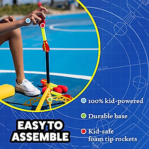 Stomp Rocket Ultra Rocket Launcher for Kids, 4 Rockets - Fun Backyard & Outdoor Kids Toys Gifts for Boys & Girls - High Flying Toy Foam Blaster Set - Multi-Player Adjustable Launch Stand
