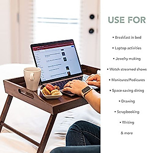 Rossie Home Bamboo Bed Tray, Lap Desk with Phone Holder - Fits up to 17.3 Inch Laptops and Most Tablets - Espresso - Style No. 78112