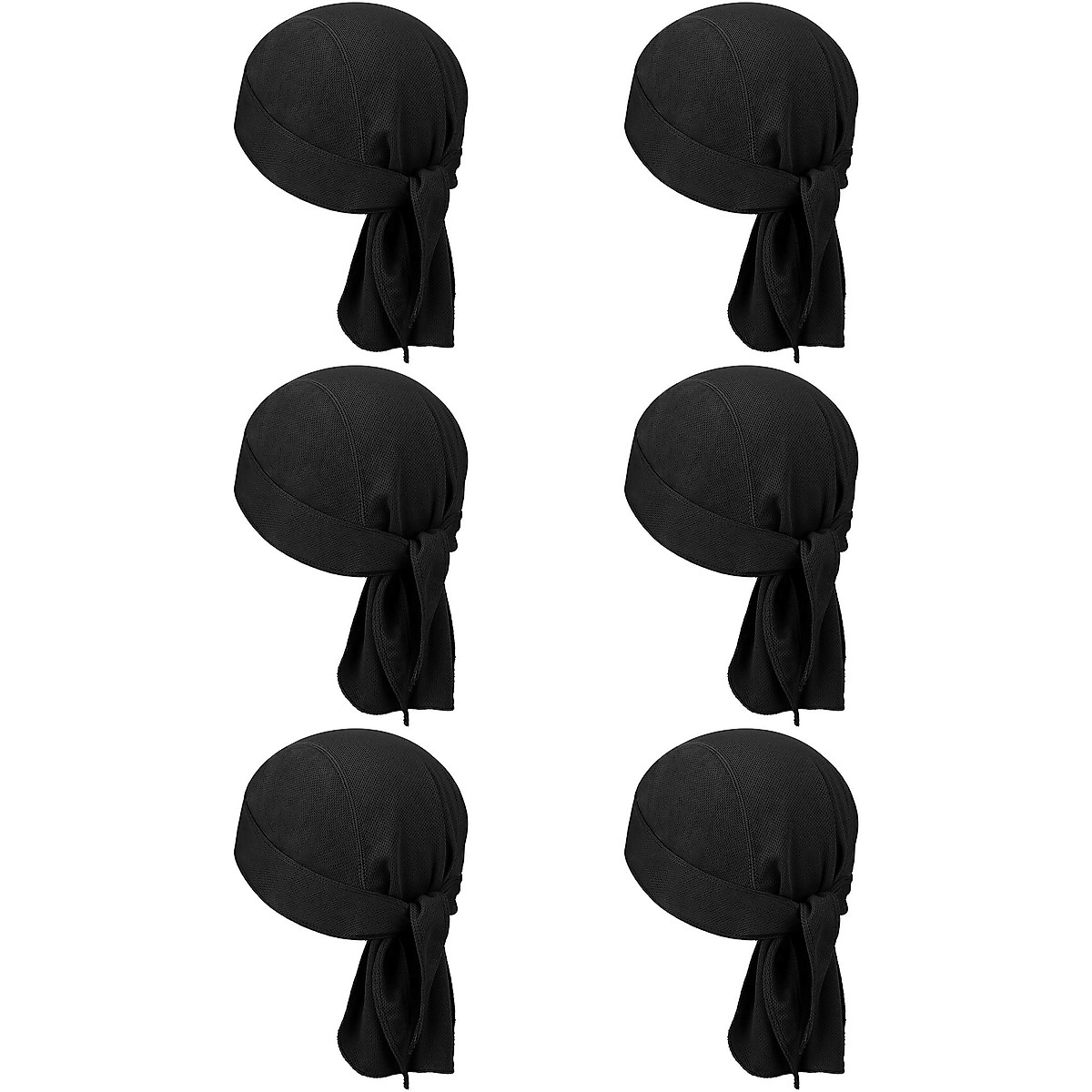 6 Pieces Sweat Wicking Beanie Cap Helmet Liner Skull Cap Breathable Cycling Head Wrap for Women Men Outdoor Activities (Black)