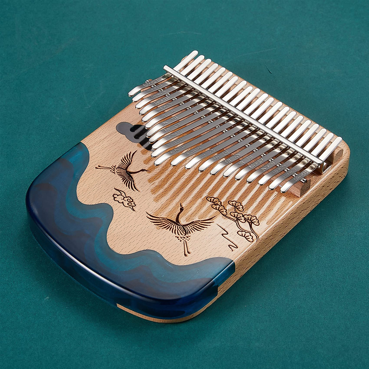 TienClef Kalimba Thumb Pianos 21 Keys Premium Beech Resin Spliced Plate Type Calimba Traditional Musical Instruments Portable Gift for Kids Adult Beginner ( Crane ), 21-BRPB-C