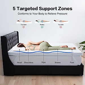 RISAR Memory Foam Mattress Topper Queen Size Bed Topper Queen 3’’ Inch High Density Mattress Cooling Gel Thick Topper for Back Pain Relief Best Soft Bed with Cover Top Mattress (60x80 Inch)