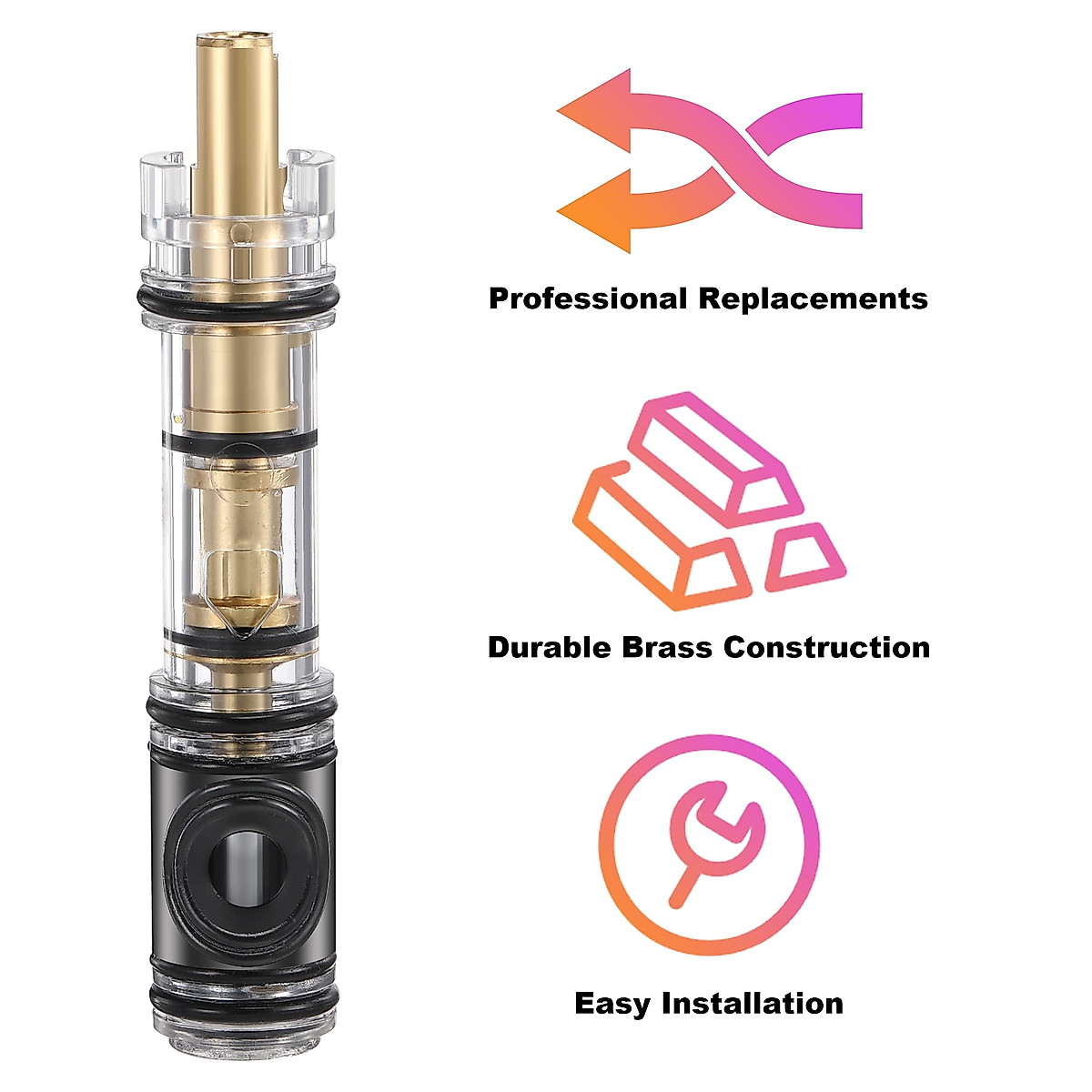 Enhon 2 Pack Dual Seal Cartridge Replacement Compatible with Moen 1225 1225B, One Handle Kitchen and Bathroom Faucet Cartridge Fits Single Handle Faucet/Showers, Brass