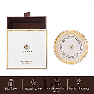 Lapule Luxury Wood Scented Candle in Handblown Decorative Glass Jar | Long Burning Aromatherapy Soy Wax Candles with Natural Fragrance Essential Oils | for Men Gifts | Home and Bath Decor