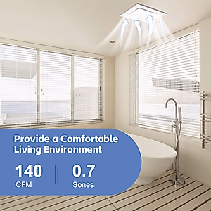 POWERENG Bathroom Fan Ceiling Mount Exhaust Ventilation,141 CFM 0.7 Sones,4 Inches Duct,White,Very Quiet Ventilation and Exhaust Fan