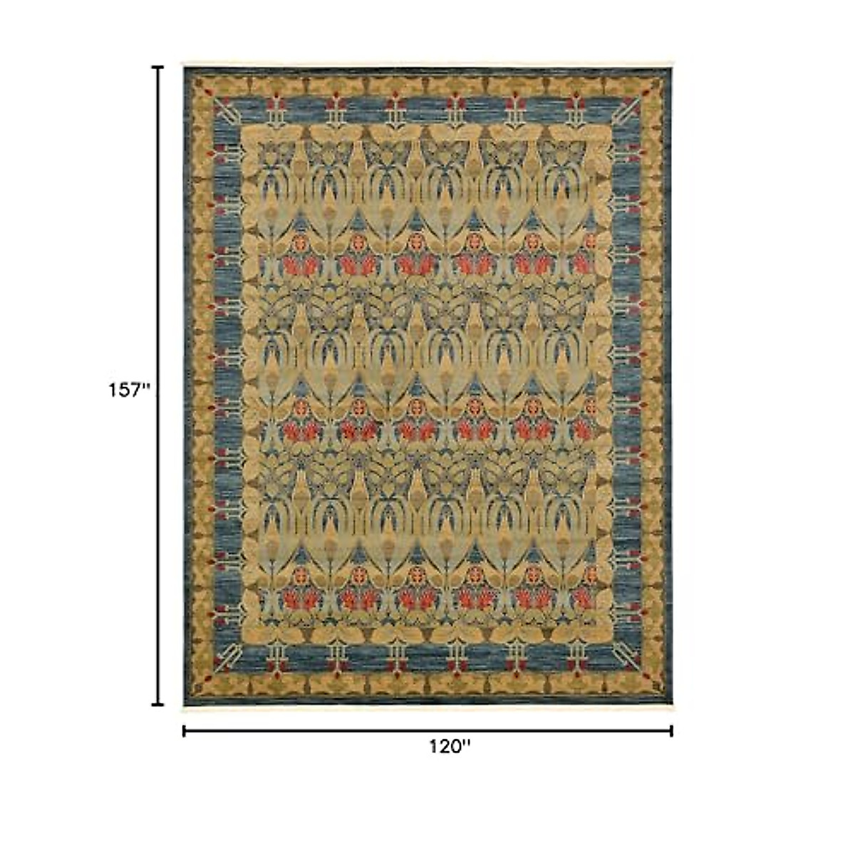 Unique Loom Edinburgh Collection Area Rug - Canmore (10'x 13' 1" Rectangle, Navy Blue/ Tan)